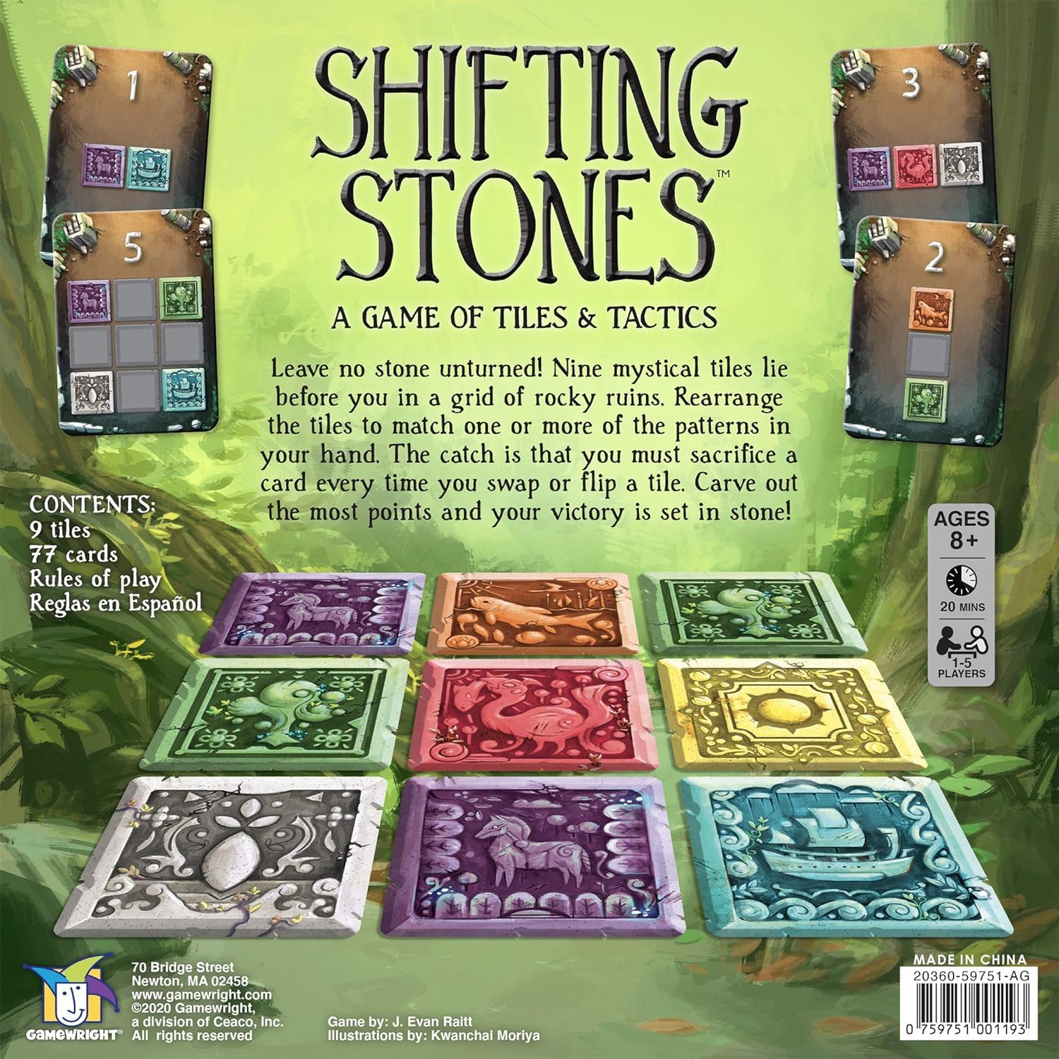 Gamewright - Shifting Stones β A Visual, Decision-Making Family Strategy Game of Tiles, Cards, and Tactics, 8 years +