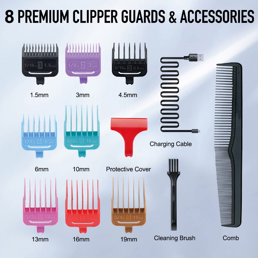 Hatteker Professional Hair Clipper for Men, Cordless Rechargeable Hair Trimmer Eletric Beard Shaver Barber Gromming Kit LED Display (Gold)