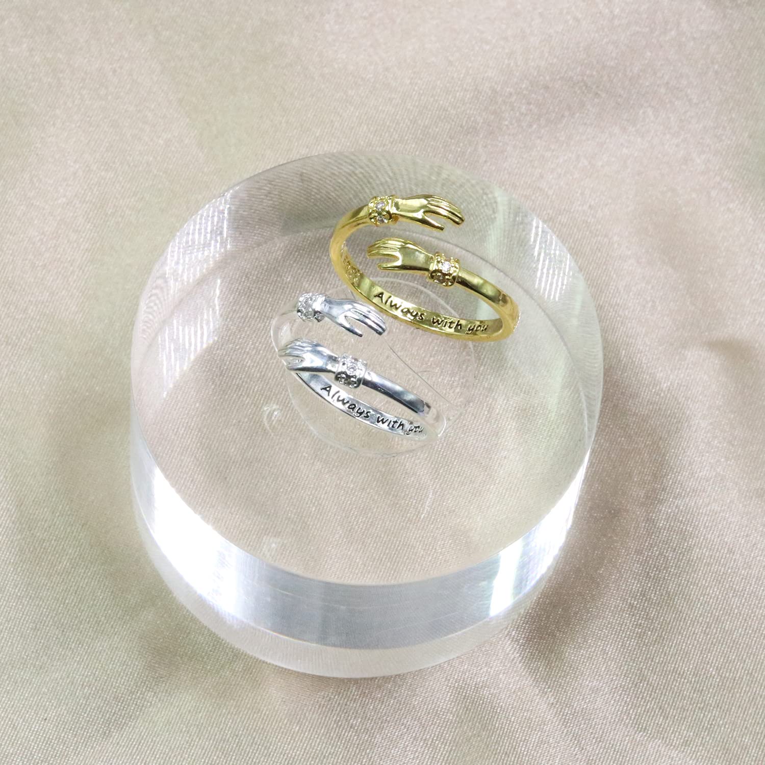 FLOGWE Valentines Day Gifts S925 Sterling Silver Hug Ring,Love Ring Always with You Engagement ring Wedding Anniversary Ring, Adjustable Ring Hugging Ring Birthday Surprise with Jewelry Box