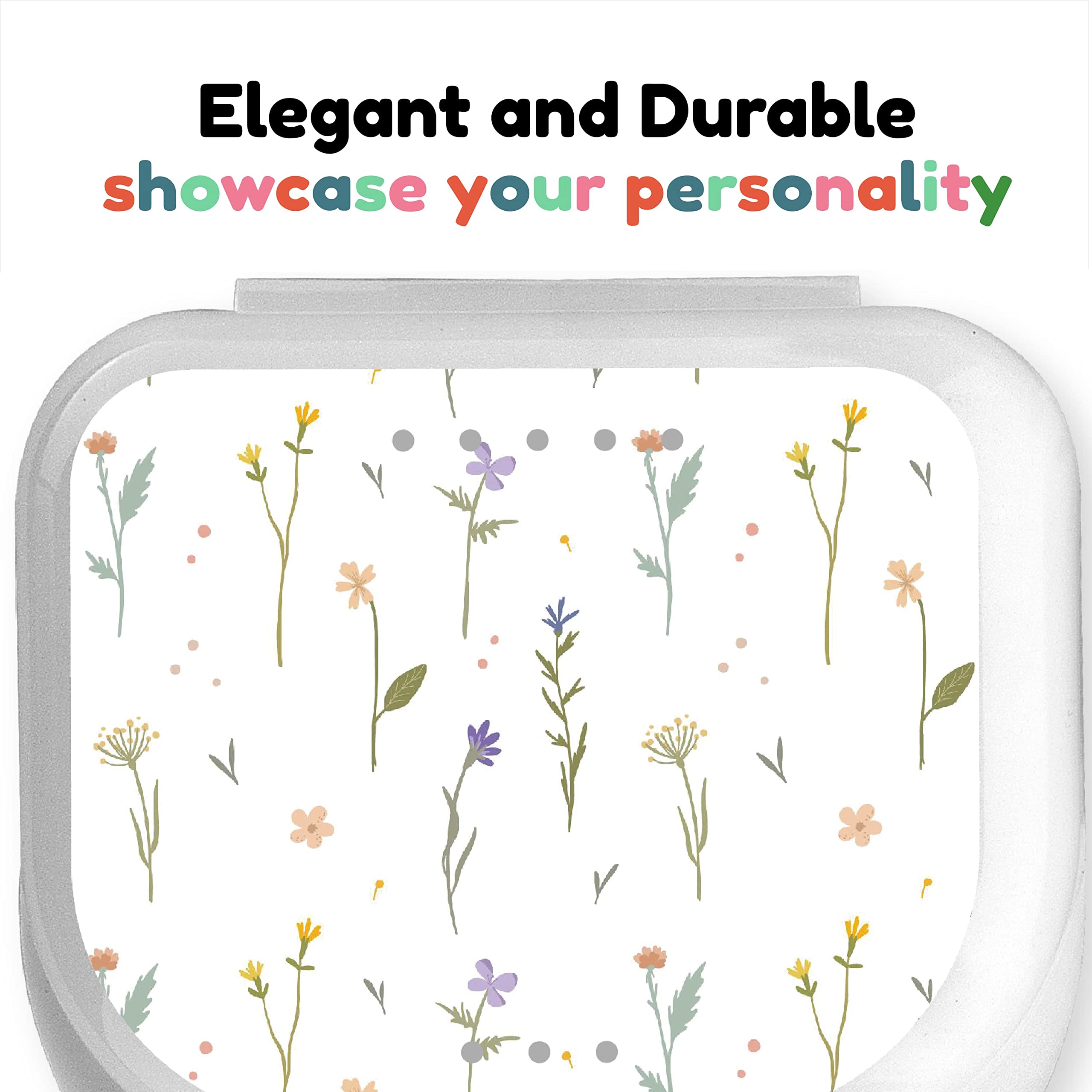 HOUSYLOVE Retainer Cases Cute, Retainer Holder Case 1 Pack, Aligner Case with Colorful Novelty Cute Patterns, Night Guard Case with Hand Drawn Floral Patterns (White)