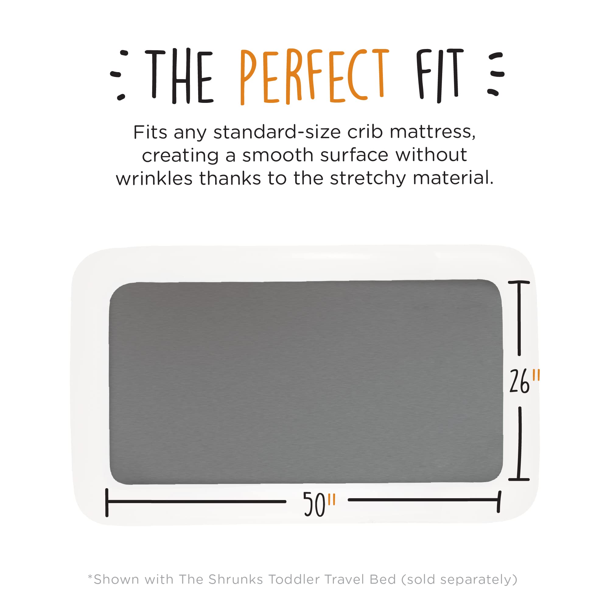 The Shrunks Natural Fibre Crib-Sized Water-Proof Fitted Sheet (2 Pack Crib/Toddler, Grey)