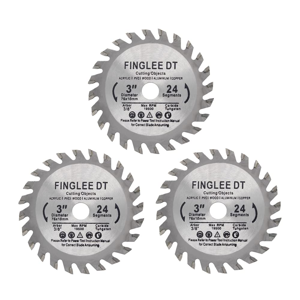 FINGLEE DT Wood Saw Blade TCT Circular Cutting Blade for Woodworking (3pc 3 inch)