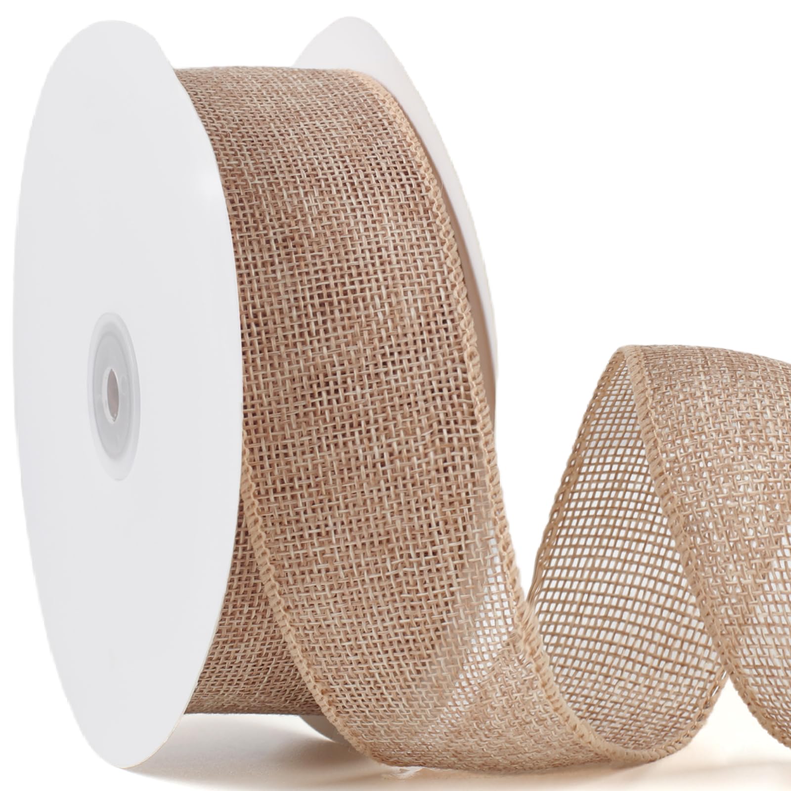 Phinus Burlap Wired Edge Ribbon (Brown), Burlap Ribbon, 1.5inx16.5 Yard Burlap Wired Ribbon for Big Bow, Wreath, Tree, Weddings, Parties, Outdoor Decoration, Thanksgiving, Christmas