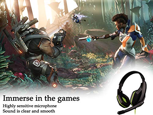 Gaming Headset with Microphone for PS4/PS5 Headset with Noise Cancelling Mic & Audio Control, 3.5MM Wired Over-Ear Headphones for Nintendo Switch/PC/Laptop/Computer/Phone (Black&Green)