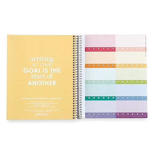 Erin Condren 7" X 9" Priorities And Notes Platinum Spiral Notebook - Rainbow Relaxation, 160 Lined Page Note Taking & Writing Notebook, 80 Lb, Thick Mohawk Paper, Stickers Included