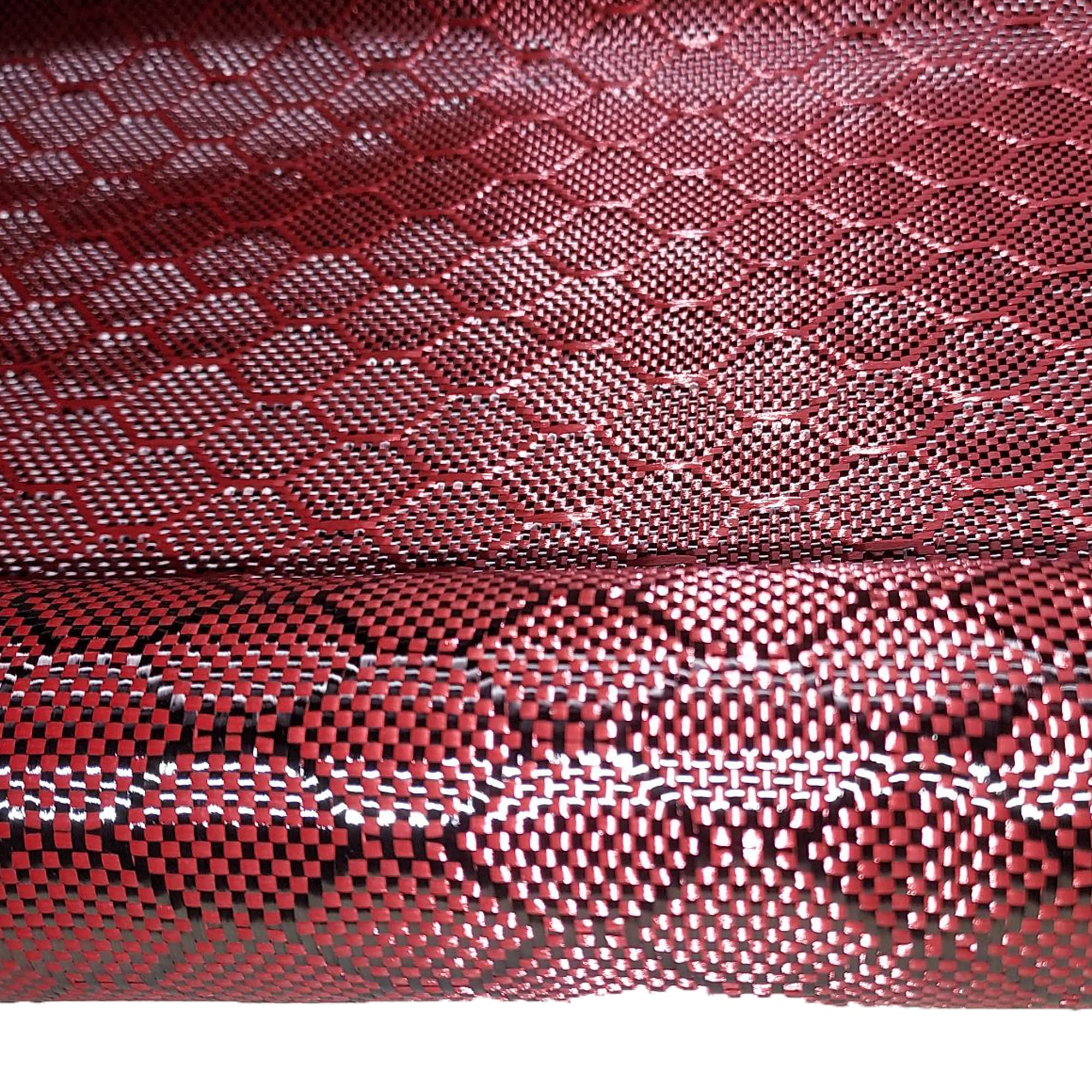 KARBXON - 4 in x 10 ft β Beehive Weave - Carbon Fiber Aramid Fabric - Red - 3K - 240g/meter - Beehive Weave 4β Wide Hemmed Fabric for Repair, DIY Projects (4, 10 ft)