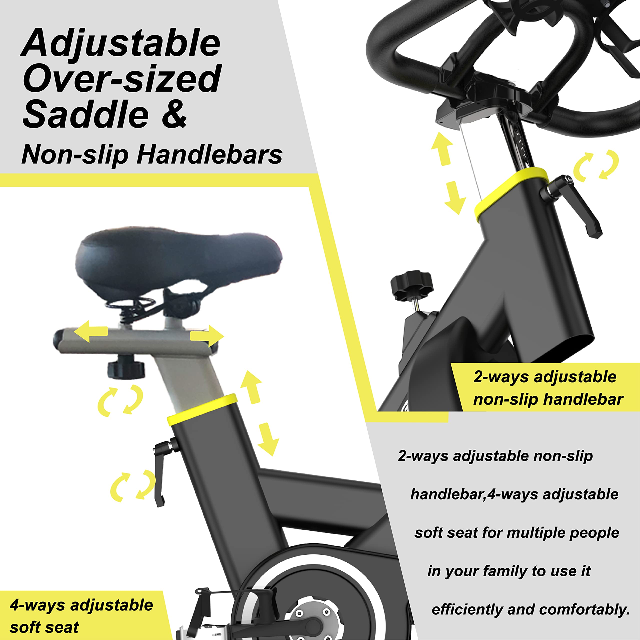 EASY BIG Stationary Exercise Bike with Bluetooth, Magnetic Resistance, 35lbs/16kg Flywheel, Comfortable Cushion for Home Cycling and Cardio Training
