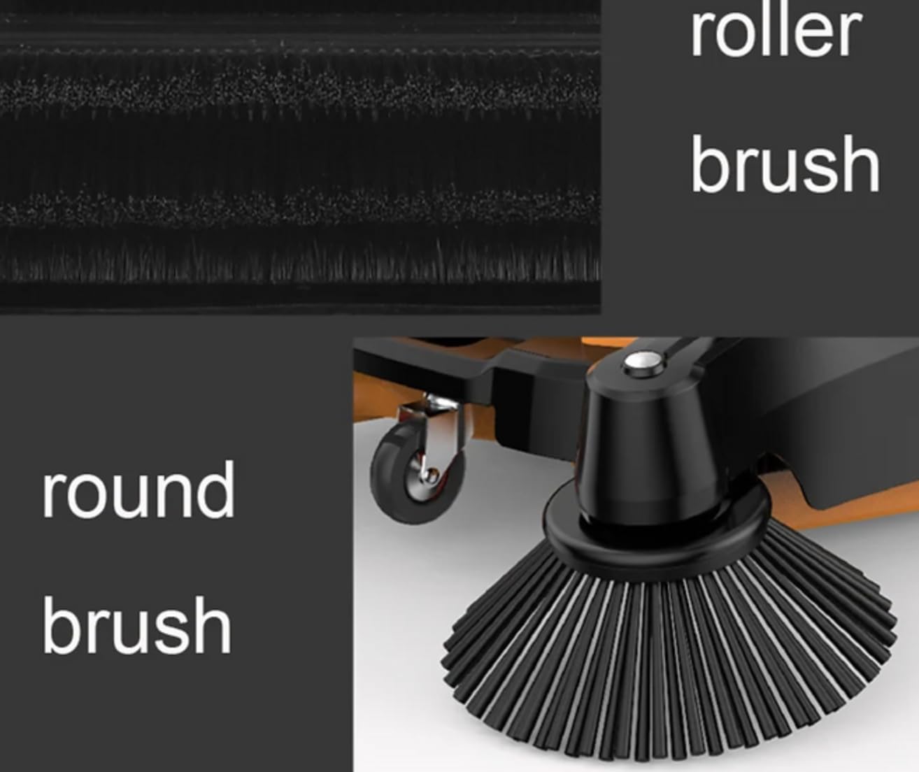 Industrial Floor Sweeper with Triple Brooms, 39 inch Outdoor and Indoor Sweeper