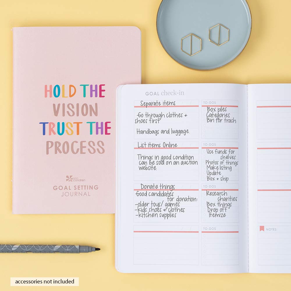 Erin Condren Designer Petite Planner - Goal Setting Journal Edition 2 with Illustrative, Functional, Cute Sticker Pack That Includes Inspirational Quotes for Customization