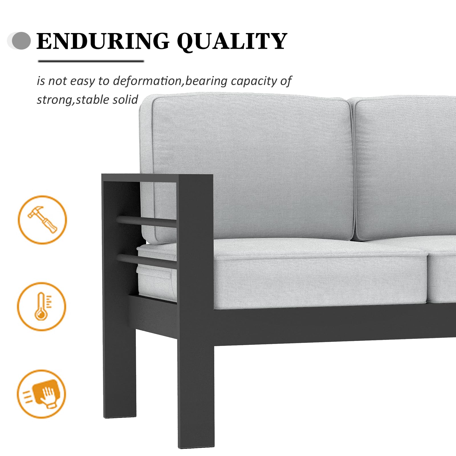 LayinSun Aluminum Outdoor Patio Loveseat, 2 Seater Sofa Chair with Cushion