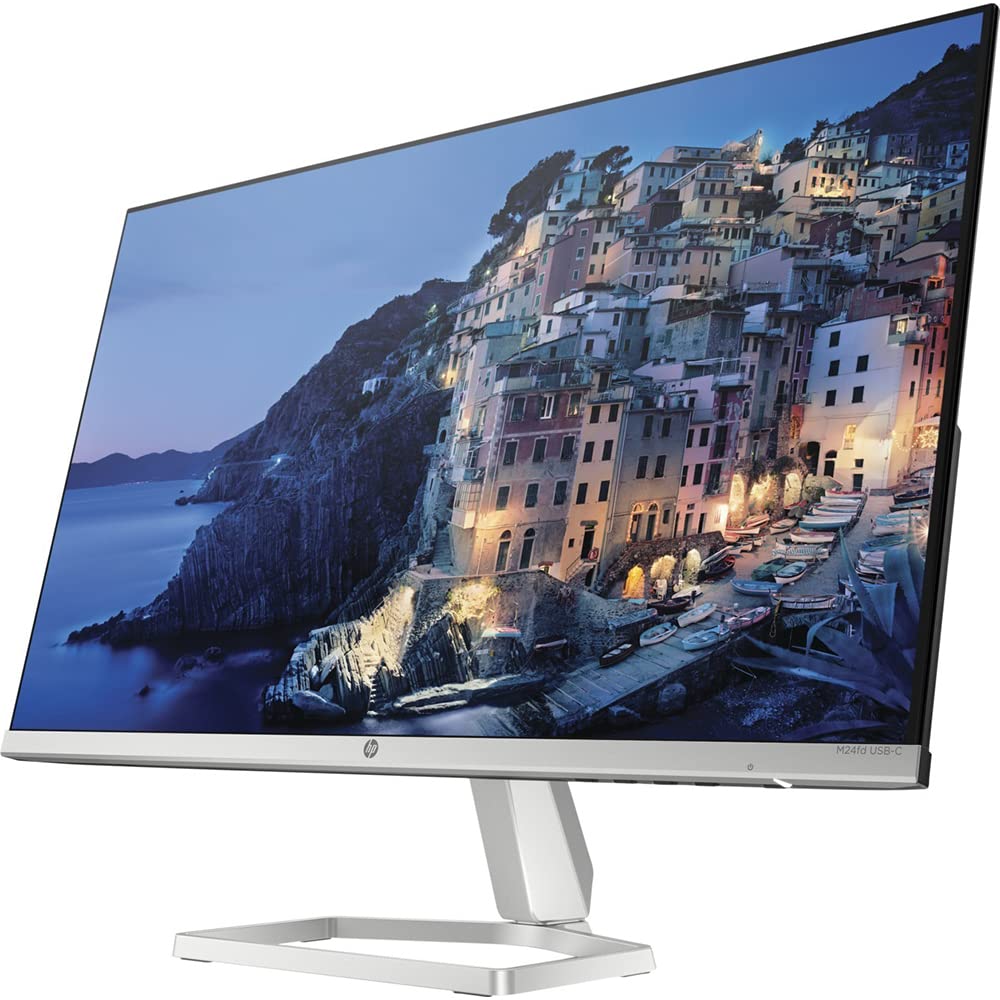 HEWLETT PACKARD 474U1AA#ABA 23.8 inch Full HD 1080p 16:9 FreeSync IPS Monitor Silver and Black Bundle with 2X 6FT Universal 4K HDMI 2.0 Cable, Universal Screen Cleaner and 6-Outlet Surge Adapter
