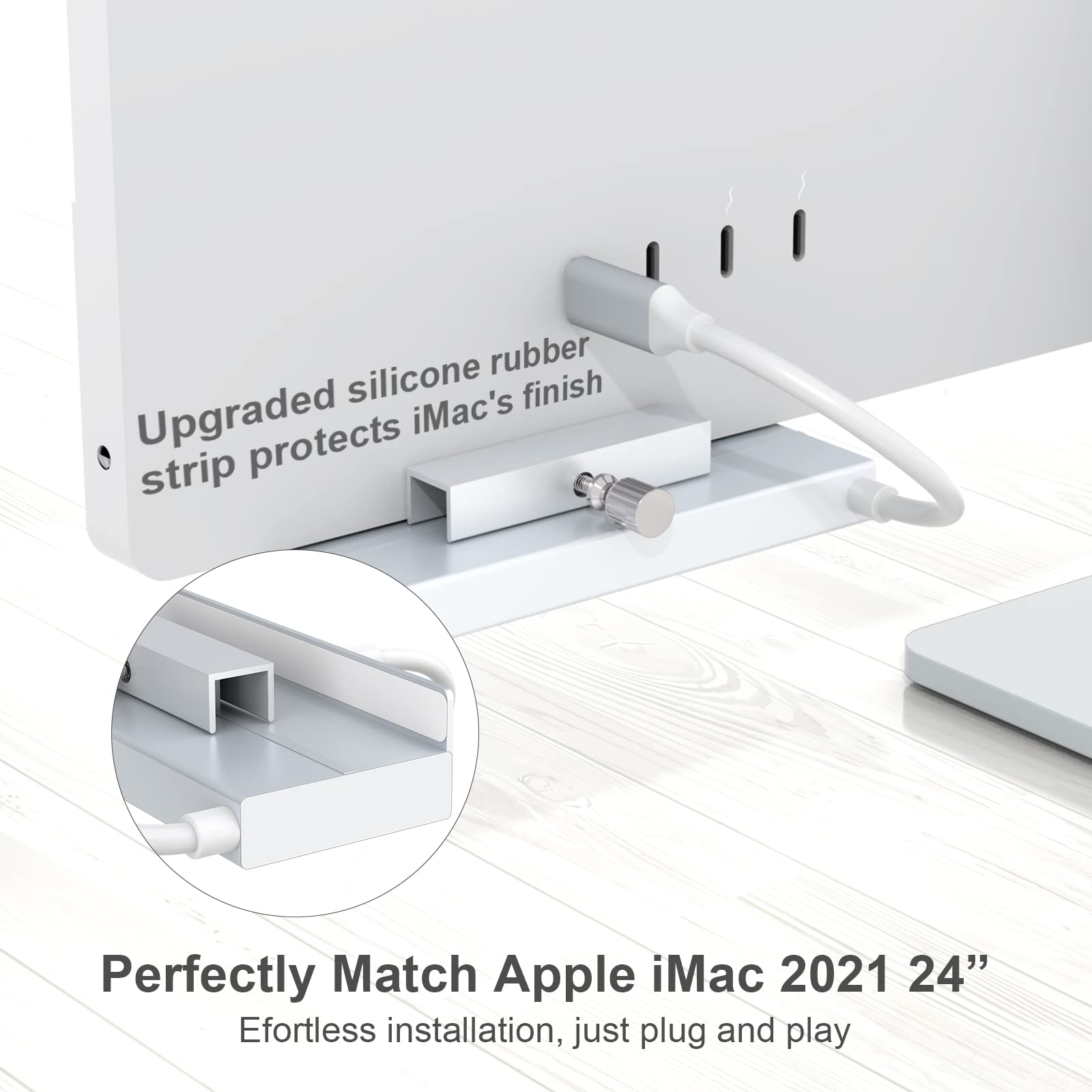 iMac USB C Hub Adapter 10Gbps, 5 in 1 USB C Hub for iMac 2021 USB-C Clamp Hub USB C Docking Station iMac Accessories with 10Gbps USB C Port, 2 USB A 10Gbps Data Ports, TF/SD Card Reader for iMac