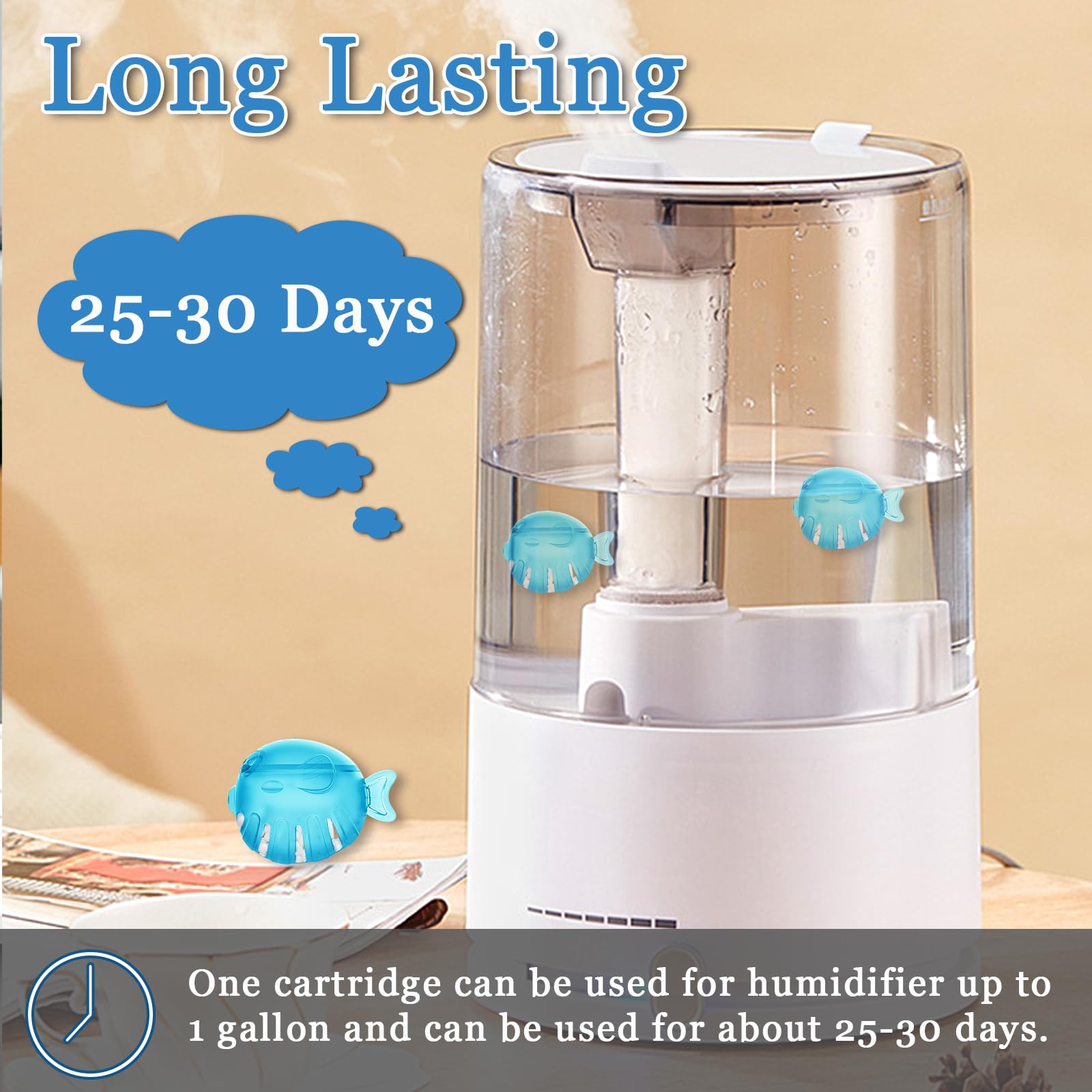Humidifier Cleaner, Humidifier Cleaning Fish for Humidifiers & Fish Tanks, Purifies Water, Prevents Hard Water Build Up, Eliminates White Dust Odours, 10PCS, Blue, PB-23