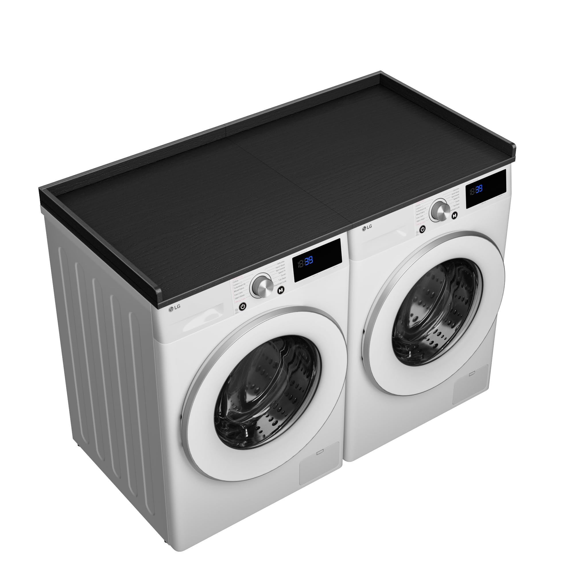 Phonando Washer Dryer Countertop,Dryer Countertop,Laundry Countertop Solid Wood with Edge Rails,54 * 27.5 Inches,for Laundry Room Organization and Storage,Premium,Black (53"*27.5")