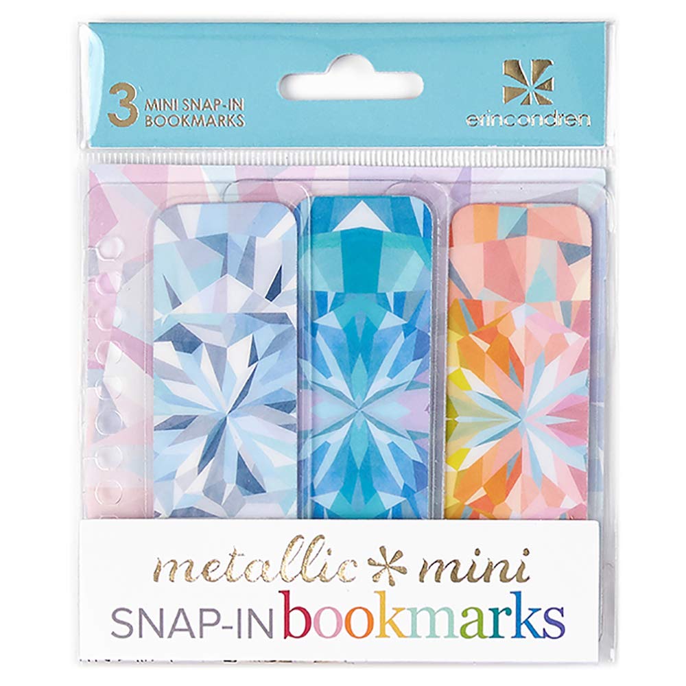 Erin Condren Designer Accessories Snap - in Mini Bookmarks Trio for Erin Condren Planners - Kaleidoscope Design Theme. Compatible with Spiral Notebooks, Planners, or Agendas