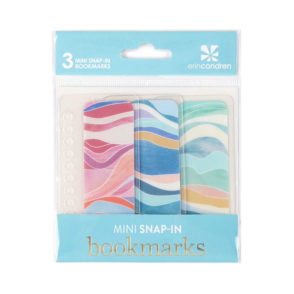 Erin Condren Snap-in Bookmarks - 1.625" x 3.375" - 3 Pack - Colorful Layers Design - Mini Bookmarks Keep Your Place, Mark Sections - Fits Erin Condren Spiral Books