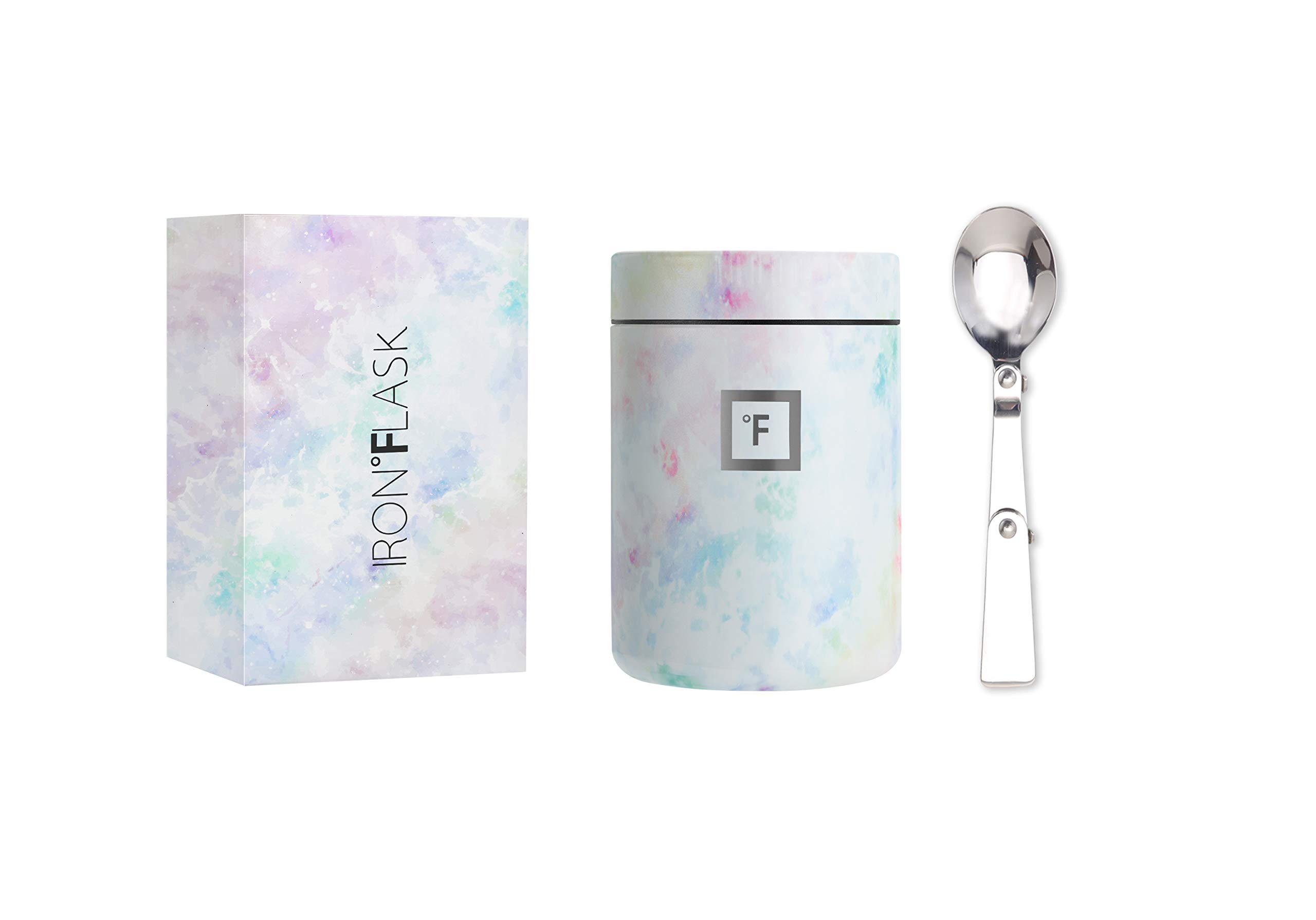 IRON °FLASK Thermos for Hot Food & Soup - 16oz Insulated Food Jar with Foldable Spoon for Kids & Adults - Leak Proof, Stainless Steel, Storage, Lunch Container Boxes, Canteen, Double Walled