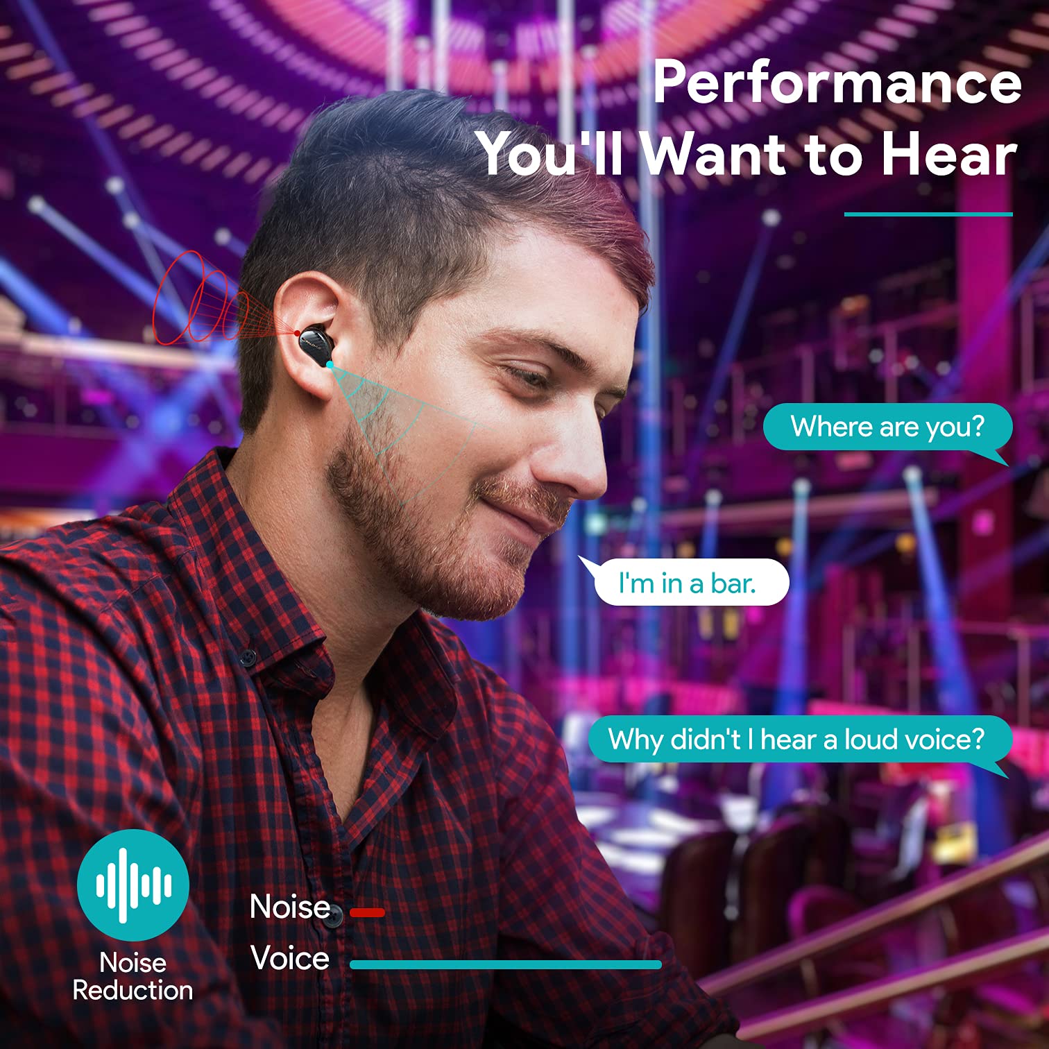 PALOVUE Wireless Earbuds Bluetooth Headphones, Wireless Earphones CVC8.0 Noise Cancelling Earbuds with Touch Control and 4 Mic for Clearer Call, Deep Bass Stereo in-Ear Headphones Qualcomm CSR Chip