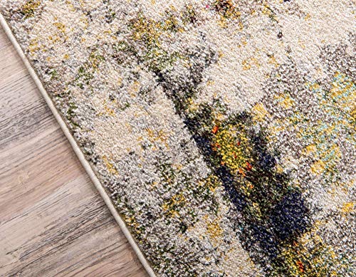 Unique Loom Chromatic Collection Modern Rustic & Vibrant Abstract Area Rug for Any Home Décor, 8 ft x 10 ft, Beige/Gray