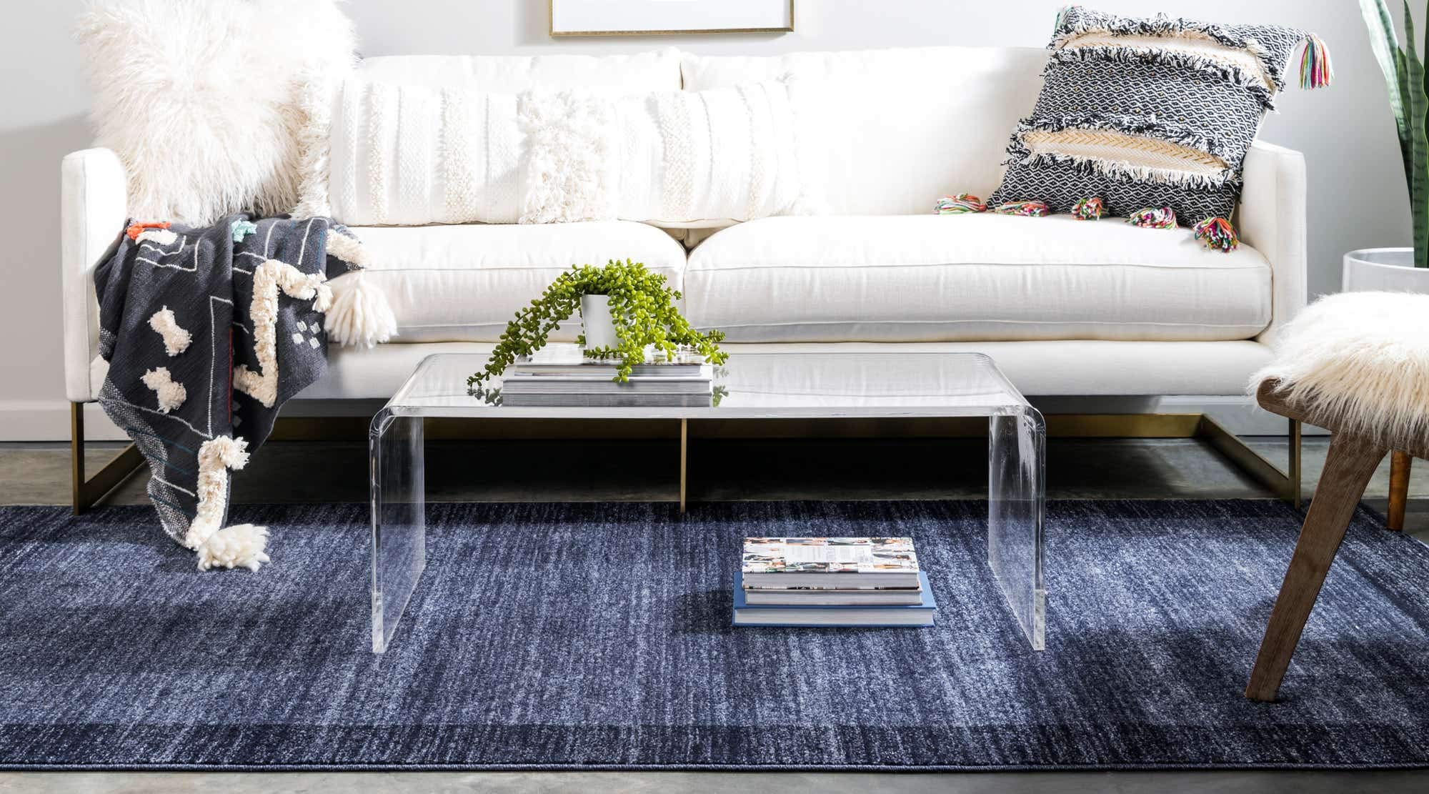 Unique Loom Del Mar Collection Area Rug - Abigail (2' 2" x 3' 1" Rectangle, Navy Blue/ Blue)