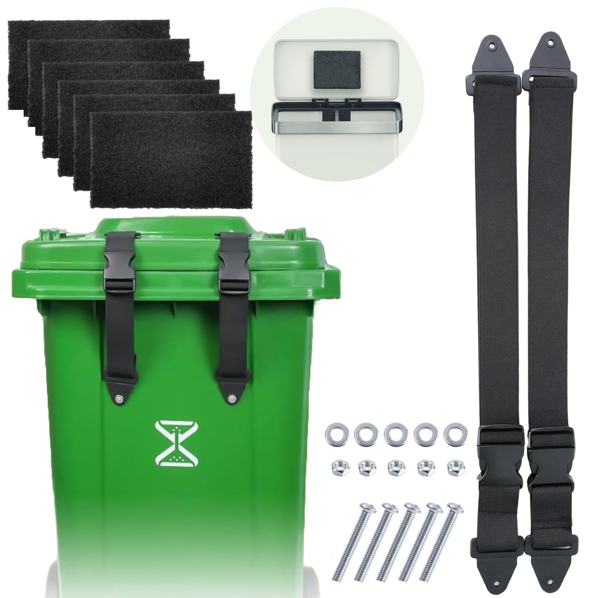 Trash Can Lock Lid - Bear Proof Trash Can - Trash Can Lock For Animals - Outdoor Trash Can With Locking Lid | Safe To Bears, Raccoons, Squirrels| Includes Deodorant Pack To Eliminate Odors