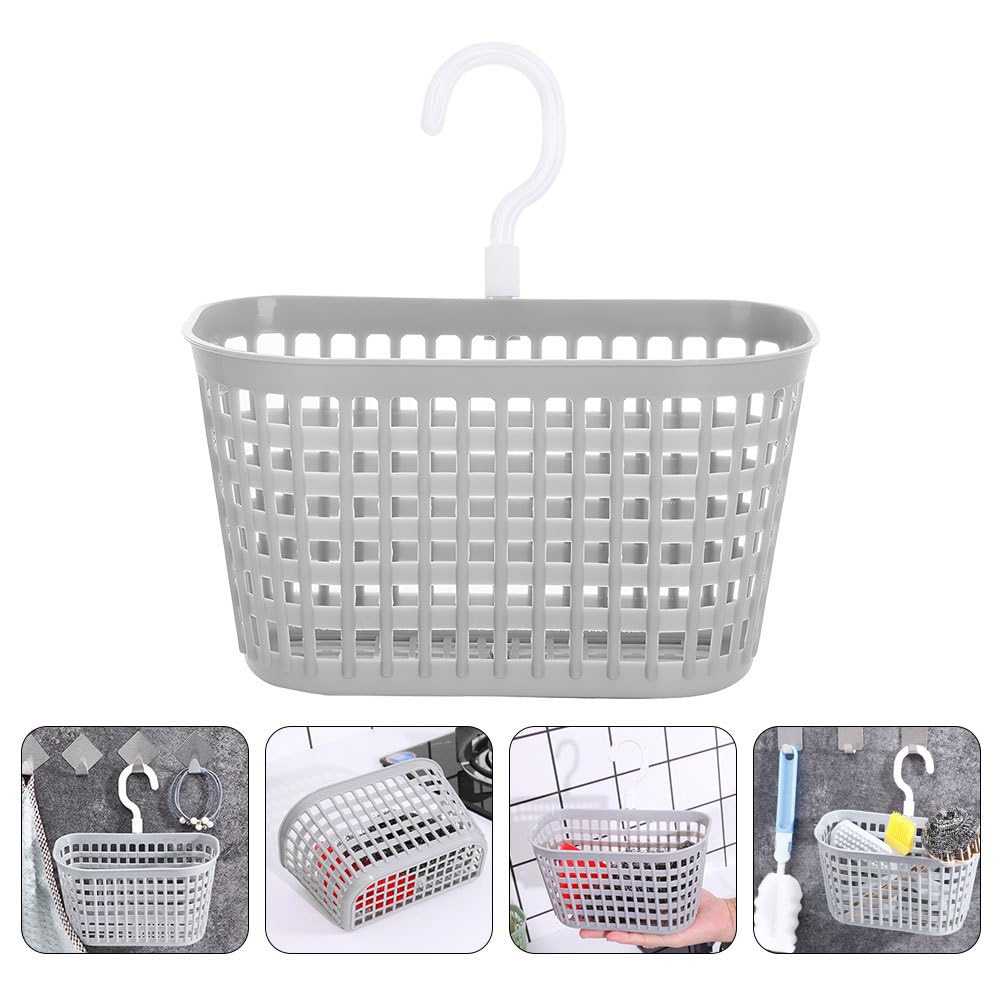 Luxshiny 6pcs Plastic Hanging Baskets Wall Mounted Shower Baskets Hanging Basket Organizer with 360 Degree Rotating Hook Rectangle Storage Baskets for Kitchen Bathroom