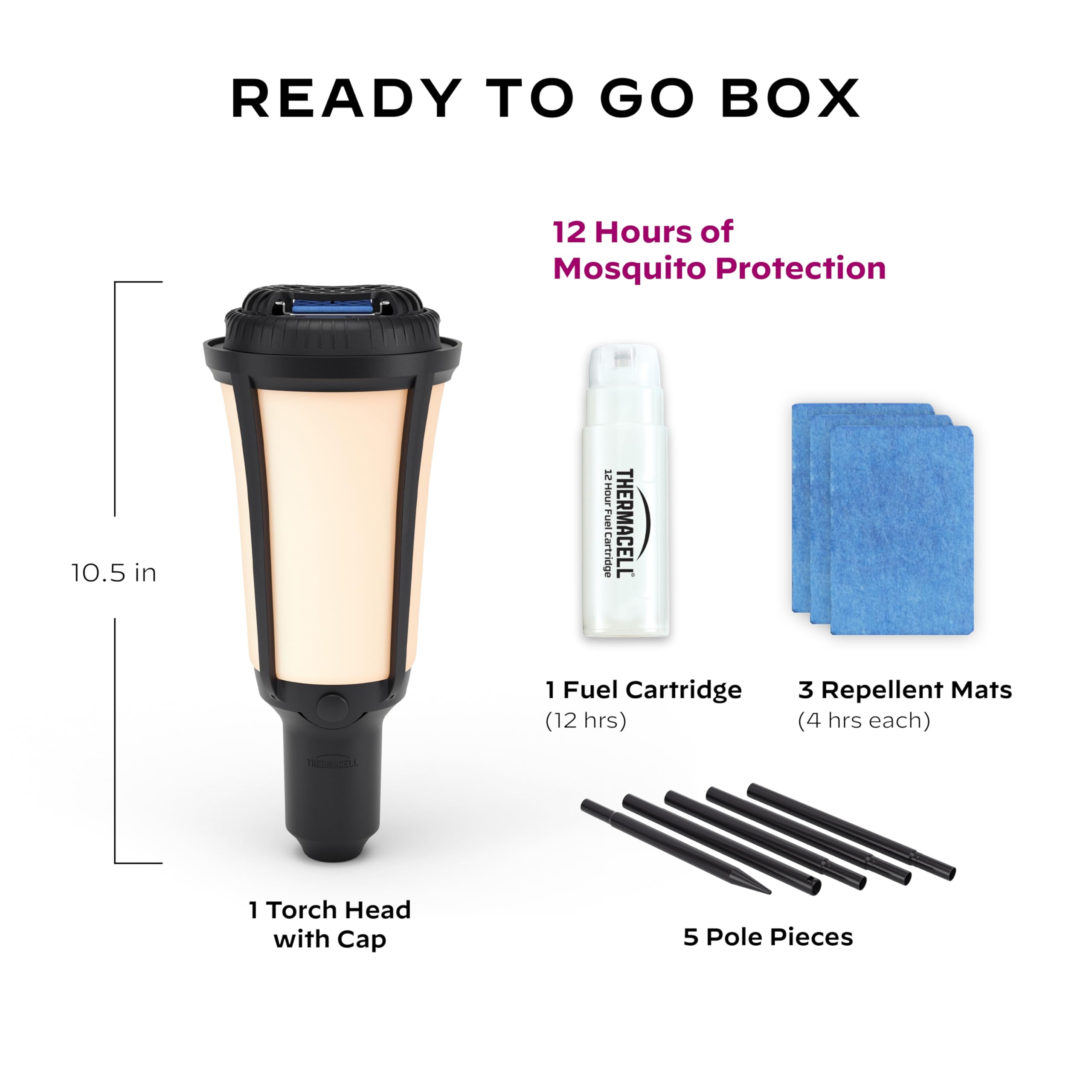 Thermacell Mosquito Repellent Torch; Includes 12-Hour Refill; 15 Foot Zone of Mosquito Protection; Effective Mosquito Repellent for Patio; Bug Spray Alternative; Scent Free