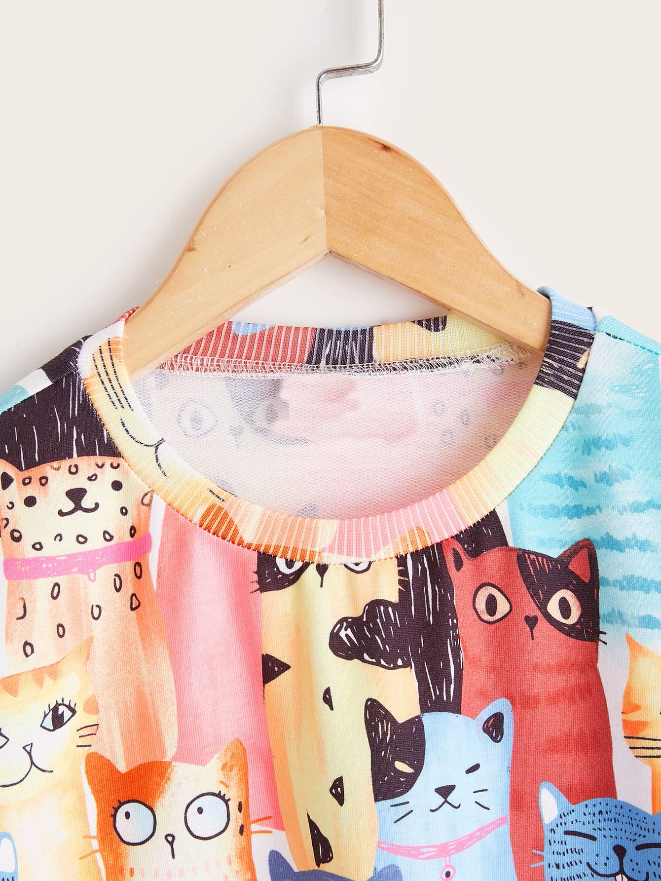 SOLY HUX Girl's Cartoon Letter Print Long Sleeve Pullover Top Sweatshirt Cartoon Graphic 11-12Y