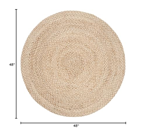 SAFAVIEH Natural Fiber Round Collection 4' Round Ivory NF804B Handmade Boho Charm Braided Jute Area Rug