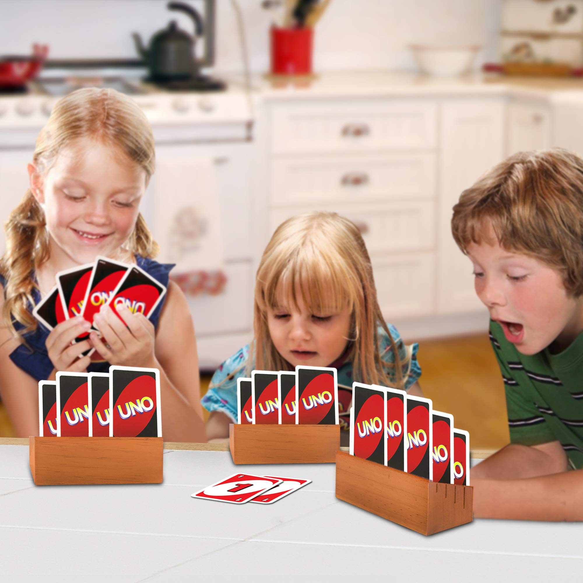 RNK Gaming Card Holders for Playing Cards Set of 2 Wooden Cardholder for Kids, Adults, & Seniors