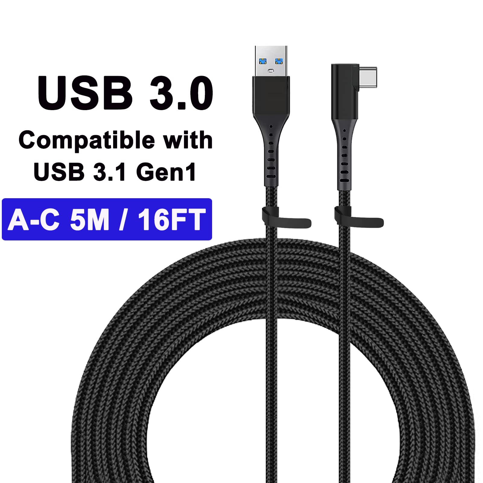 JAMYOK Link Cable 16 FT Compatible with Quest 2,VR Cable Compatible for Quest 2/1 Headset,USB 3.0 A to C,High Speed Data Transfer & Fast Charging,Durable Nylon Braided