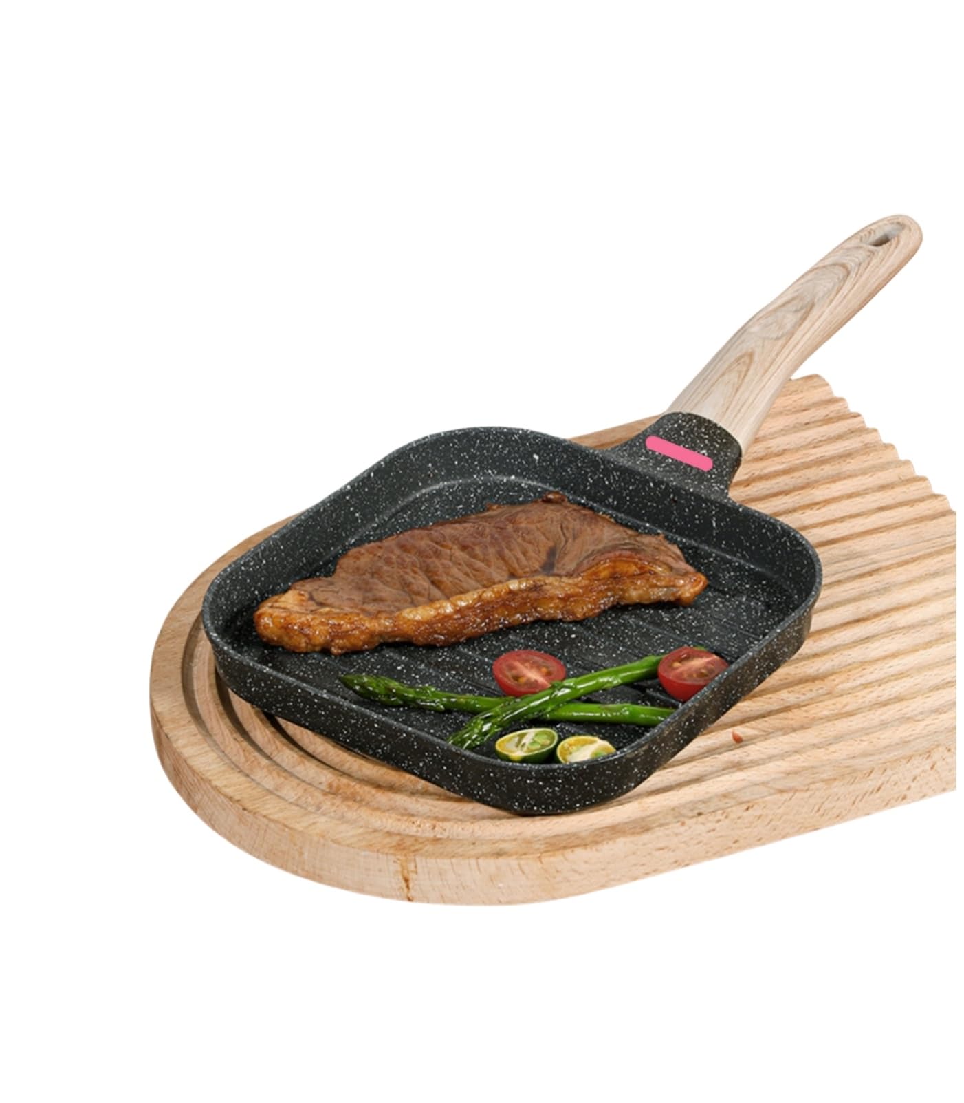 HUPECHAM Grill Pan MINI Size19cm/7.5 Inch For Indoor Cooking Non-Stick Granite, Griddle Pan For Stove Top, Steak Pan For Stove Top, Aluminum Skillet Griddle, Single Serve