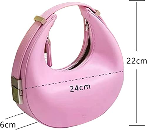 HDHTB Crescent Hobo Bag for Women Y2k Underarm Purse Top Handle Dumpling Handbag with Zipper (pink)