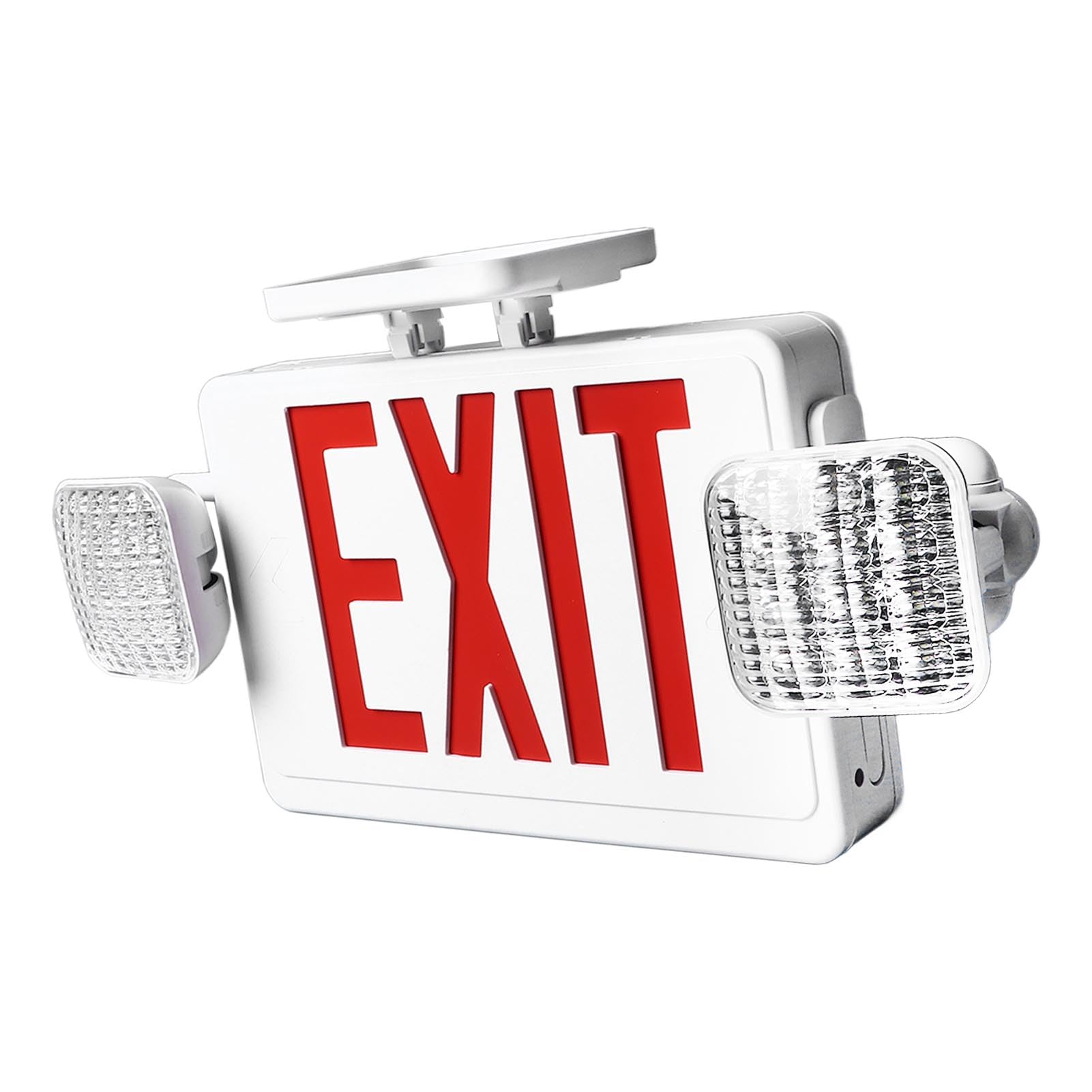 Led Exit Signs With Emergency Lights, Red Emergency Signage AC85 to 265V Emergency Exit Sign With 2 Emergency Light for Schools, Churches, Hospitals