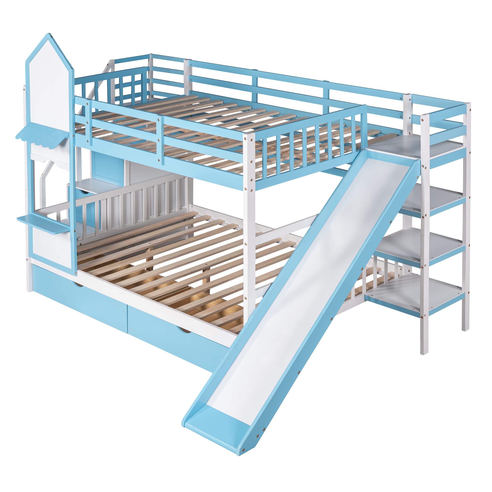 ERYE Queen Size Tufted Upholstered Platform Bed Frame with Four Storage Drawers, Metal Framework Bedframe with Button Tufted Headboard and Footboard,Sturdy Wood Slat Support, No Box Spring Required