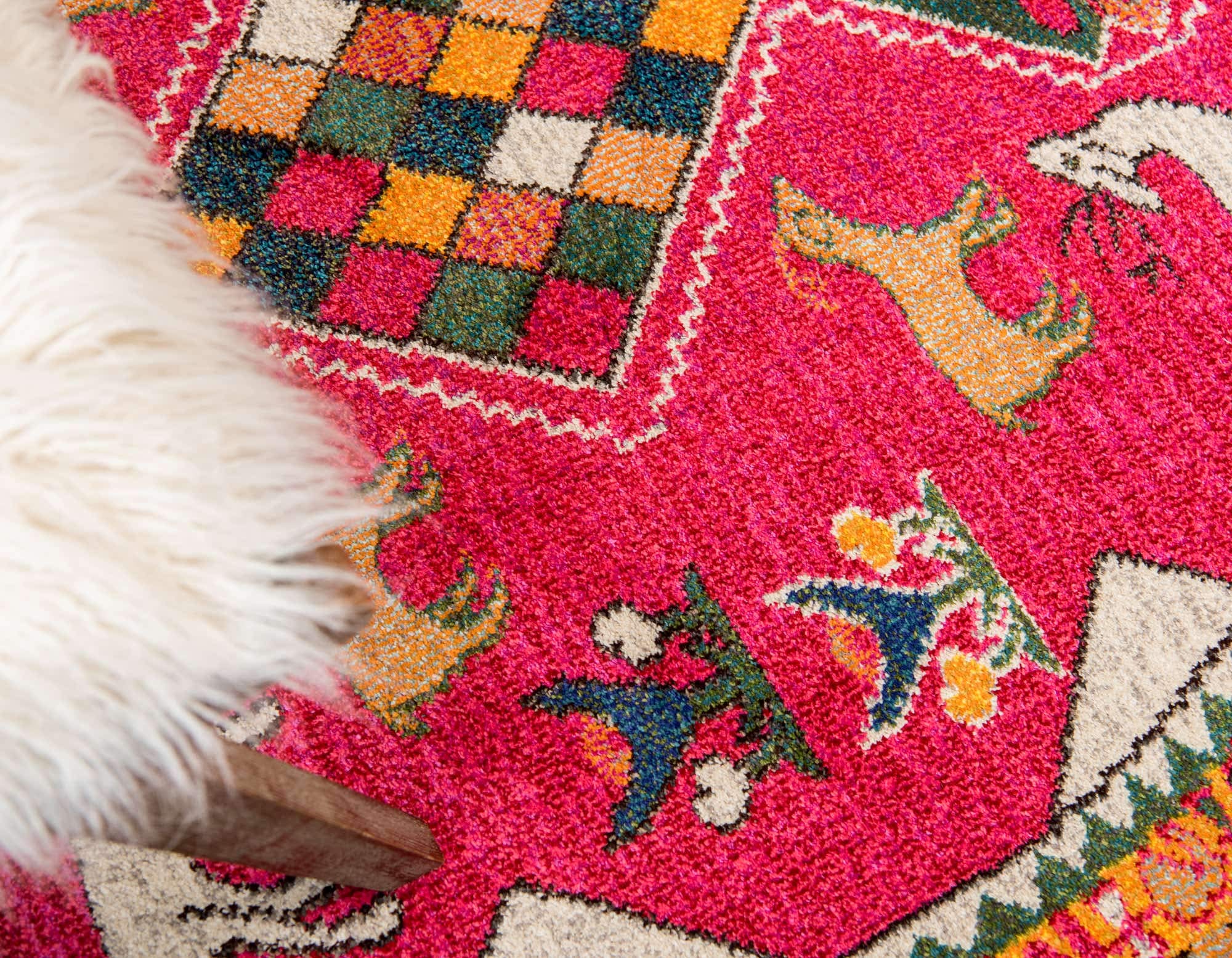 Unique Loom Sedona Collection Southwestern, Border, Over-Dyed, Animals, Tribal, Abstract Area Rug, 3 Feet 3 Inch, Pink/Beige