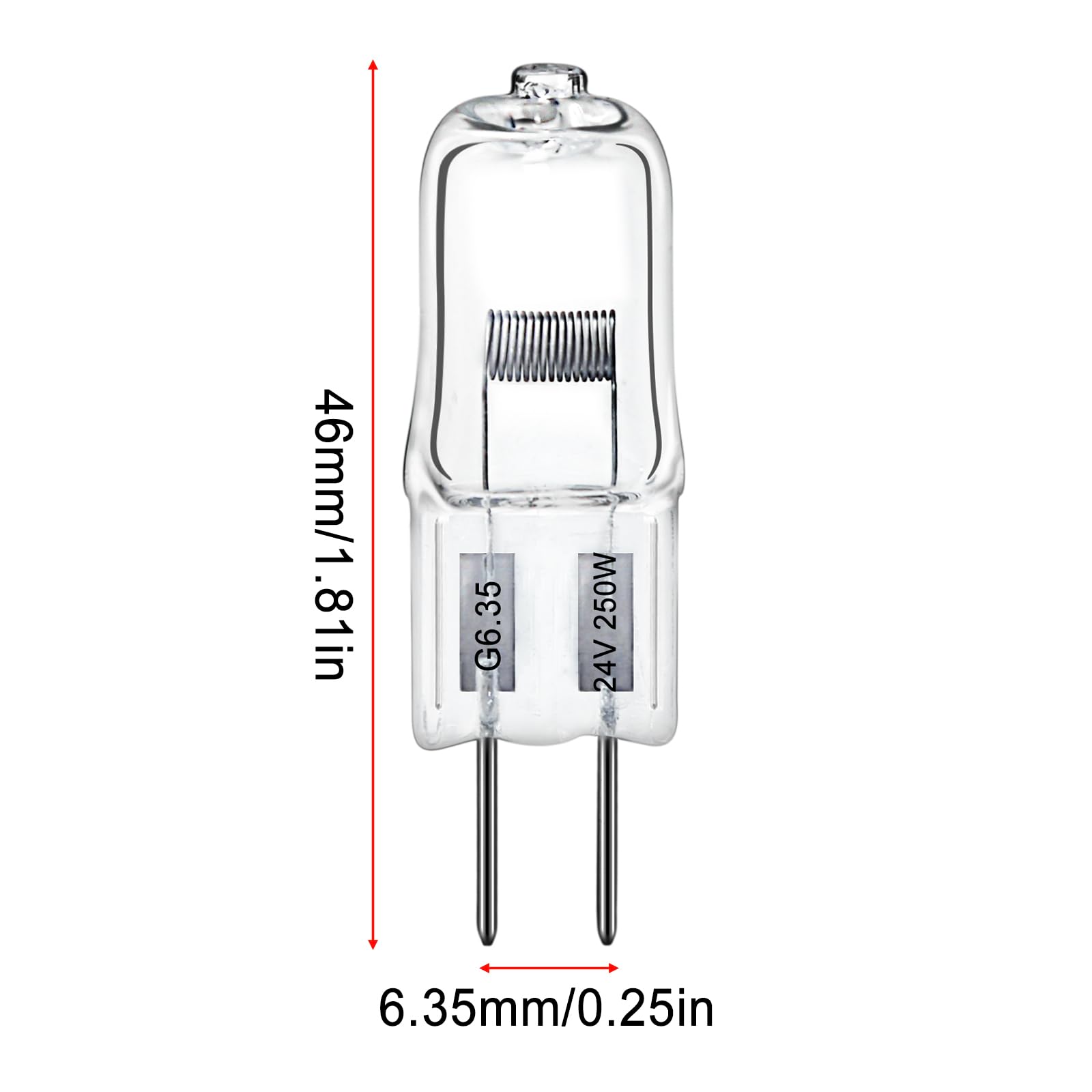 LedWekei G6.35 Halogen Bulbs,24v 150w Bulb Mini Spotlight Bulbs 2 Pin Clear Capsule Lamp Bulb,Dimmable 2700K Warm White Light Bulbs (6Pack)