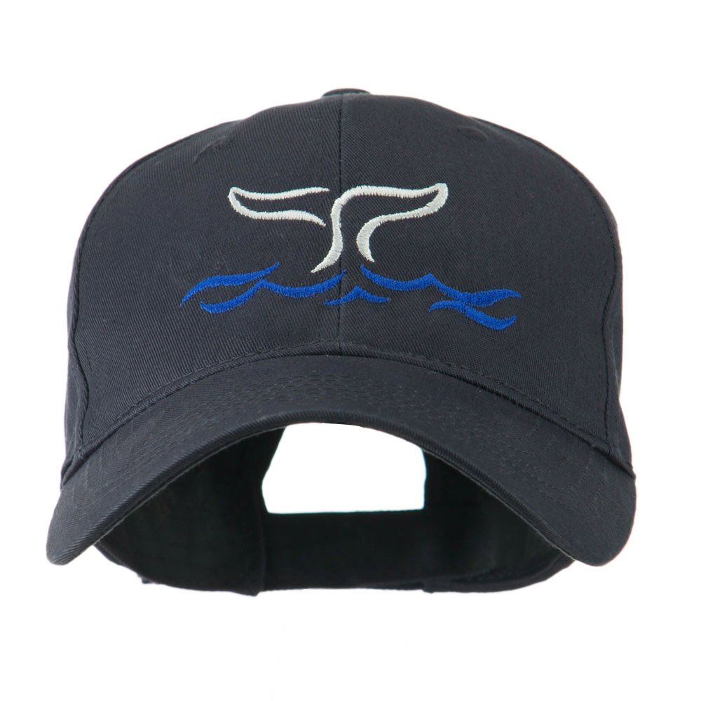 e4Hats.com Whale Tail Outline Embroidered Cap - Navy OSFM