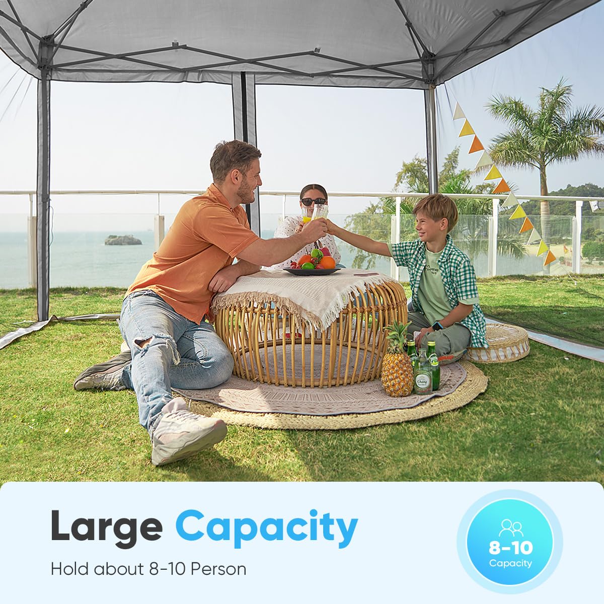 Quictent 10'x10β Pop up Screened Canopy Tent with Mosquito Netting, Portable Easy up Outdoor Screen House Shelter for Patio, Camping and Picnic, Includes Wheeled Carry Bag (Grey)