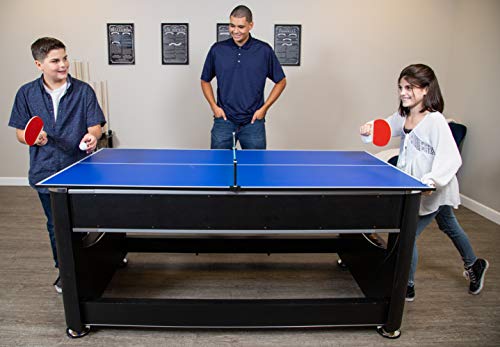 Triple Threat 6-ft 3-in-1 Multi Game Table with Billiards, Air Hockey, and Table Tennis