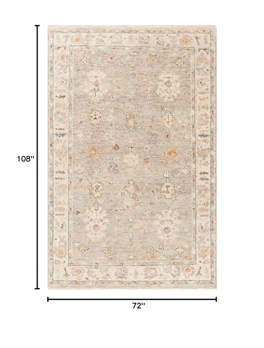 SAFAVIEH Samarkand Collection 6' x 9' Light Grey/Beige SRK106F Hand-Knotted Traditional Wool Area Rug