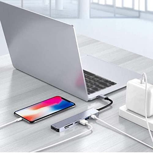 HUIFANGBU USB C Hub 7-in-1 USB C Multiport Adapter with HDMI 100W PD and SD/TF Card Reader