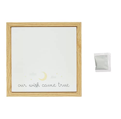 Kate & Milo Baby's Print Framed Canvas, Baby Handprint or Footprint Art, DIY Baby Keepsake Frame, Modern Neutral Nursery Décor, Our Wish Came True