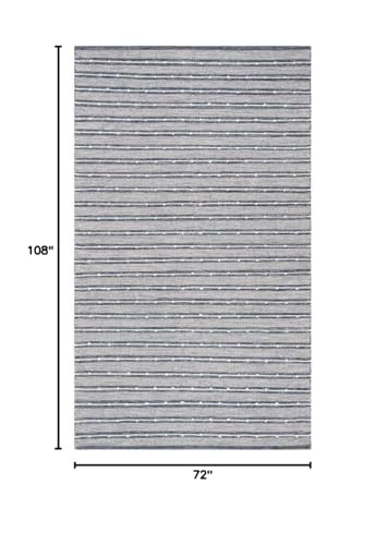 SAFAVIEH Striped Kilim Collection 6' x 9' Navy / Blue STK513N Handmade Flatweave Cotton Area Rug