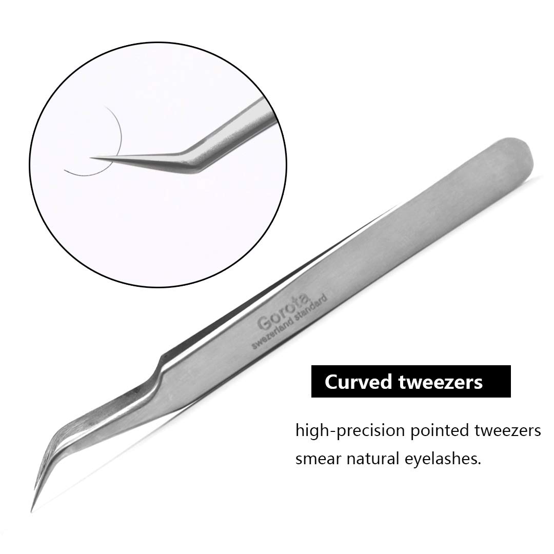 Eyelash Extension Tweezers Stainless Steel Precision Tweezers Combination(2 pcs) Straight and Curved Pointed Tweezers for Eyelash Extension Tools for Eyelash Extension