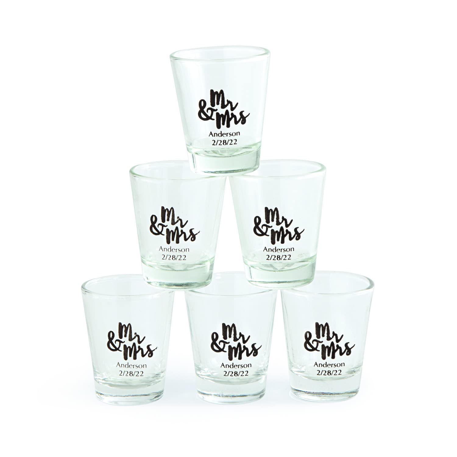 Fun Express Personalized Mr. & Mrs. Shot Glasses - Home Decor - 48 Pieces