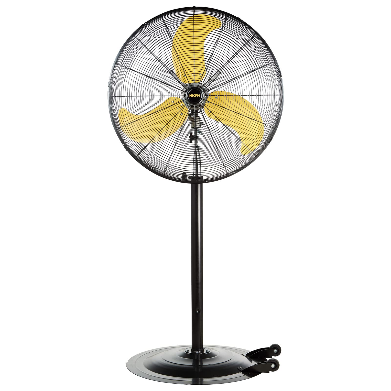 HiCFM 8300 CFM 30 inch Heavy Duty High Velocity Pedestal Oscillating Fan with Powerful 1/3 HP Motor, Ball Bearing, 9 Feet Cord & Turbo Yellow Blade - UL Listed