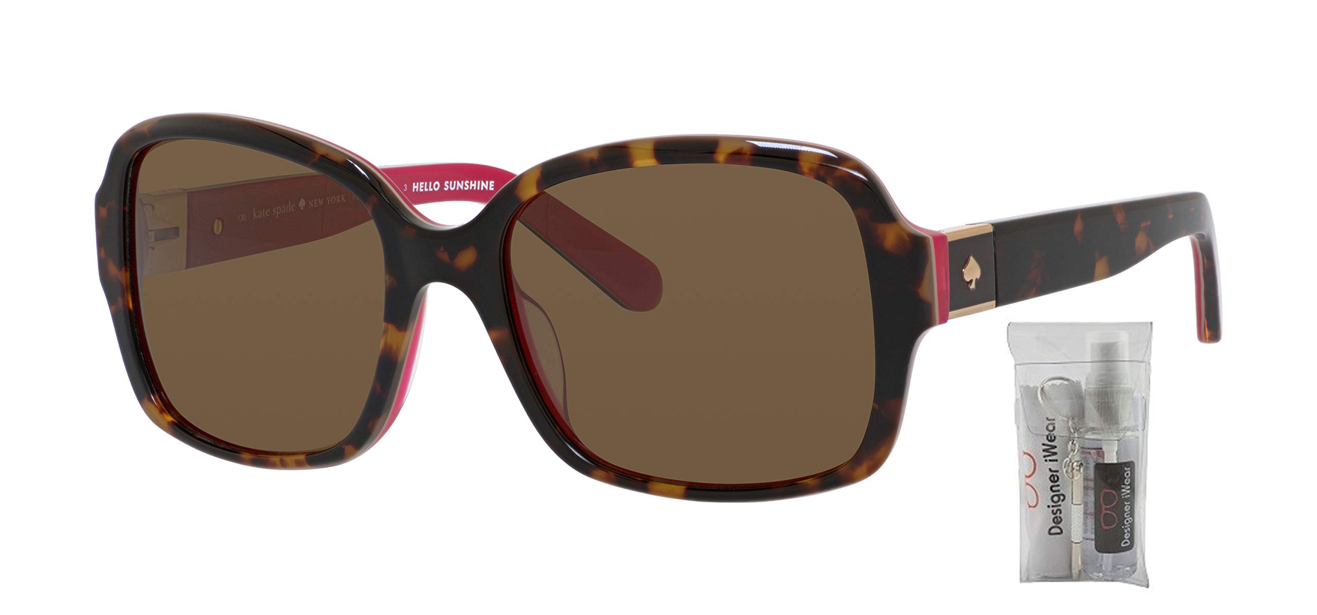 kate spade new york Annora/P/S 0S0U 564MM Havana Pink/Dark Brown Polarized Square Sunglasses for Women + BUNDLE with Designer iWear Eyewear Kit