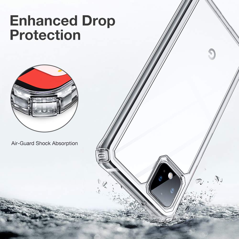 ESR Air Armor Clear Case for Pixel 4 Case, [Shock-Absorbing] [Scratch-Resistant] [Military Grade Protection] Hard PC + Flexible TPU Frame, for The The Google Pixel 4 (2019 Release), Clear