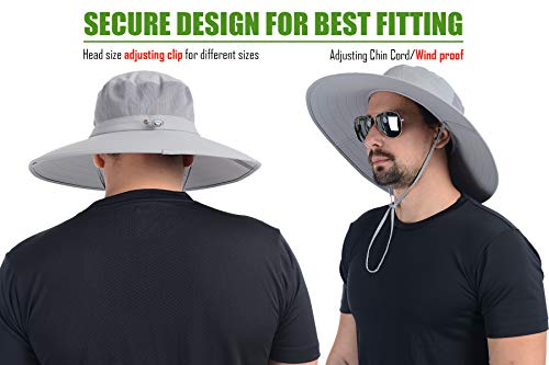 USHAKE Foldable Super Wide Brim Fishing Hat Bucket Safari Hat, UPF 50+ Sun Hat